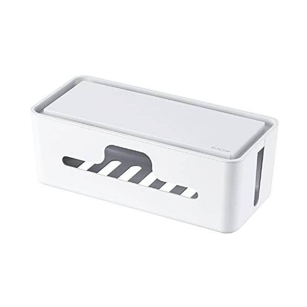 ケーブルボックスホワイト/2) 6個口タップ収納/スマホスタンド付/EKC-BOX003WH・Color:ホワイトSize:2) 6個口タップ収納/スマホスタンド付・パッケージ個数:1・デスクの上のケーブルや端末をスッキリ整理できる、コンパ...