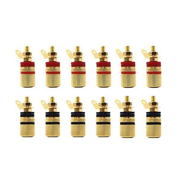 金/12個/GS-JXZ-T-307・Size:12個・製品名 : バインディングポスト;C接続 : 固定ネジ(br)・ネジ径 : 4mm;接続バナナプラグ穴径 : 4mm・全体サイズ: 34.5 x 12mm (L*Max.D)・メイン材...