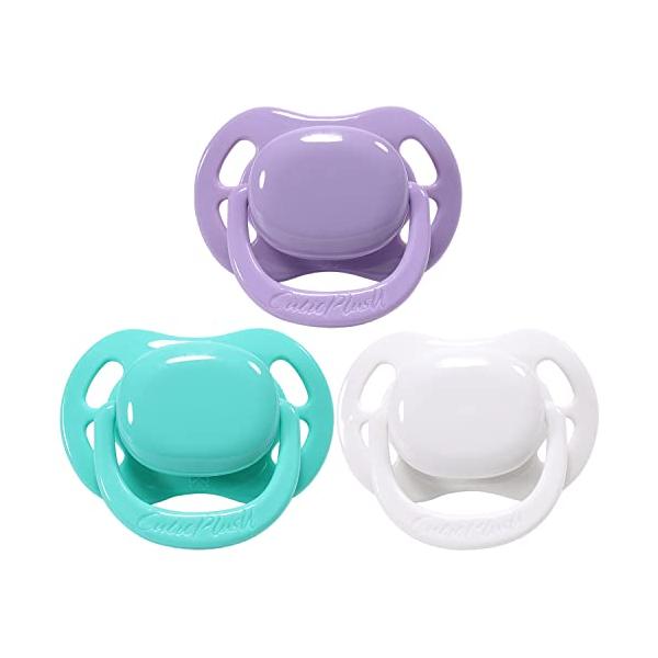 パープル、アクアマリン、白/3つ1パック/-・Color:パープル、アクアマリン、白・Bigshieldおしゃぶりユニークなデザイン。新しい形状は流行の赤ちゃんおしゃぶりとマッチし、より大きなボタンはDIY装飾に便利で、透明なシリコンおしゃ...