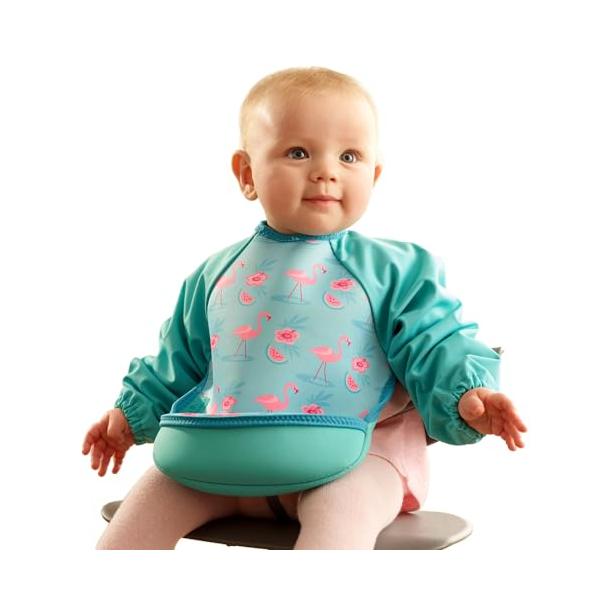 モダンフラミンゴ/1個 (x 1)/BBWS-3-123・Color:フラミンゴ・パッケージ個数:1・イギリスで大人気タフでやさしいお食事エプロン英国生まれの長袖ウルトラビブは、ウェットスーツ素材の特性を活かしたベビーエプロン。吸水性と防水...