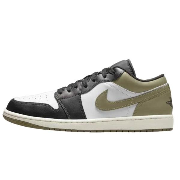 ■商品名：NIKE AIR JORDAN 1 LOW BLACK/MEDIUM OLIVE/WHITE■商品説明：1985年、NBAのデビューとともにマイケル・ジョーダンの足元を飾った初代ゲームシューズをヒントにアレンジしたロートップ仕様の...