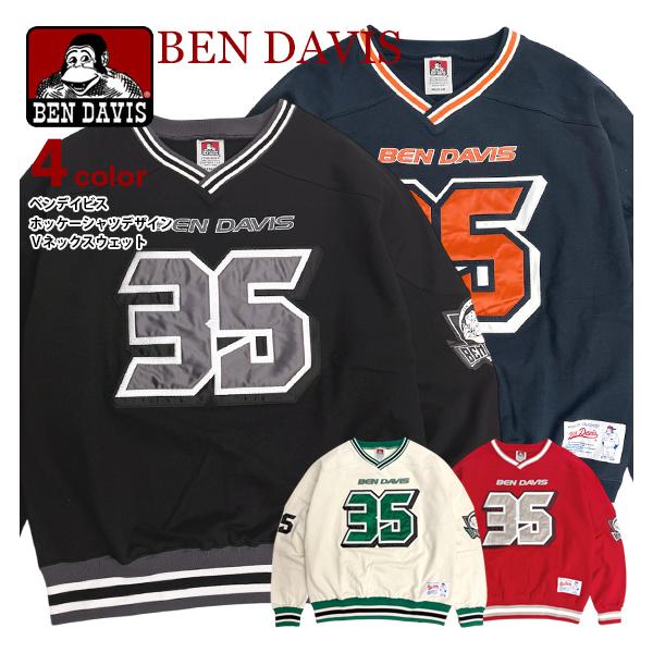 商品番号BEN-2165商品名BEN DAVIS Vネック ホッケーシャツ スウェット商品説明ホッケーシャツのようなデザインの大きな番号のサテンワッペンがインパクト抜群のVネックスウェット。首元や袖口、裾部分のリブラインや、両袖のプリントが...