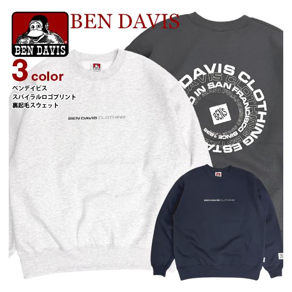 商品番号BEN-2167商品名BEN DAVIS 発泡 バックプリント スウェット商品説明　胸元にベンデイビスのブランドネーム刺繍、背中の発泡加工でふっくらとした仕上がりの円形デザインのロゴプリントがインパクト抜群のスウェット。裏起毛生地で...