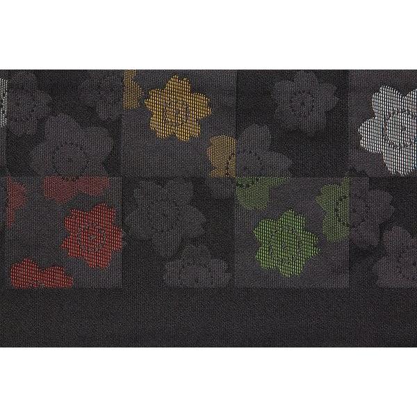 黒地　グレー地　サクラ（桜）　市松文様（チェック柄）