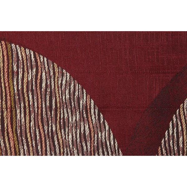 赤色地　桐生織　半月　よろけ縞