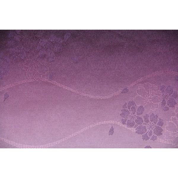 【夏物・浴衣用　単衣用】<br>紫　サクラ　桜　立涌　波　グラデーション