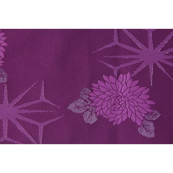 【夏物・浴衣用】<br>紫　破れ麻葉　バラ　文庫結び