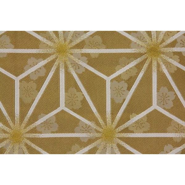 ベージュ色　黄色　麻葉文　サクラ（桜）