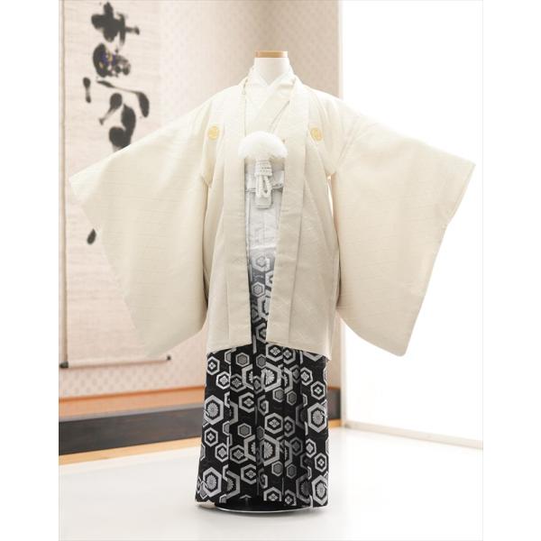 10歳 男の子 ジュニア 羽織袴レンタル d1106 男の子 フルセット 子供袴 着物レンタル ９歳〜１２歳 小学生 1/2成人式 卒業式 結婚式 イベント 発表会 きれいな白ベージュぼかし×白黒銀袴【サイズ】身長…140cm〜150cm位...