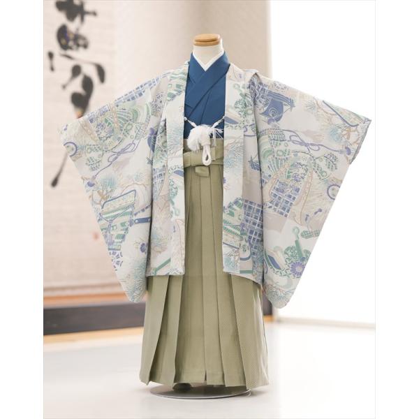 5歳 男の子 七五三レンタル 着物レンタル d4393 753セット ３歳 ４歳 貸衣装 人気 子供着物 七草祝い 卒園式 往復送料無料「おりびと」ブランド アイボリーに武勇縁起模様【サイズ】身長…100cm〜110cm位【素　材】表地：上...