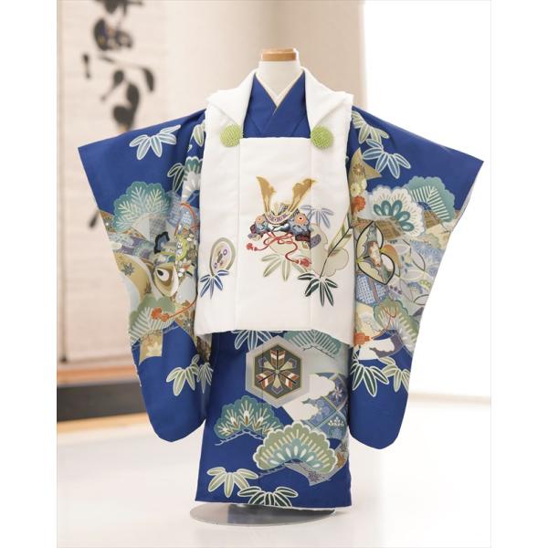 ３歳 男の子 七五三 レンタル df022 着物レンタル 被布セット レンタル七五三 753レンタル 男 貸衣装 被布 子供着物 三歳 人気 フォトブック  往復送料無料 「陽気な天使」ブランド 紺地に祝いの縁起紋様【サイズ】身長…約87c...
