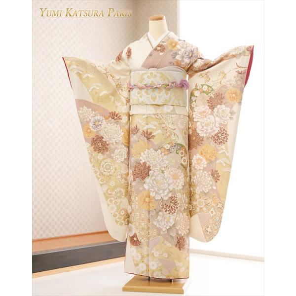 桂由美ブランド 振袖レンタル プレミアム 成人式 fb1504 結婚式 結納 食事会 卒業式 フルセット 高級ブランド 振り袖 前撮り 着物レンタル 古典 レトロ 春の成人式 往復送料無料 クリームベージュに絢爛吉祥華【サイズ】対応身長…1...