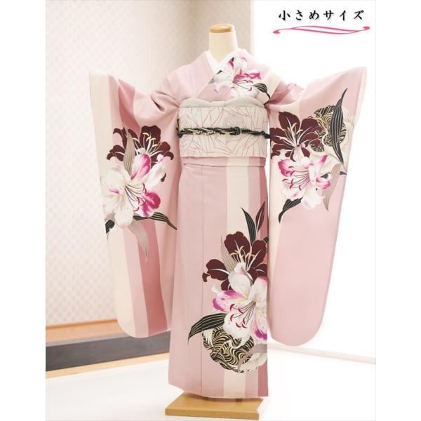 小さいサイズ 成人式 振袖レンタル fb1525ss 振袖 Sサイズ 高級 成人式 振袖フルセット 貸衣装 振り袖 着物レンタル レトロ 人気 20歳 二十歳 新品足袋プレゼント 往復送料無料  くすみピンクにモダン慶麗華 【サイズ】  身...