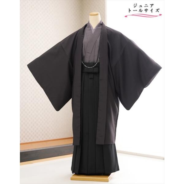 160cm前後対応 小学校卒業式 おしゃれでかっこいい ジュニア羽織袴レンタル 男 jbhkmo002-4 フルセット 大きめ 12歳前後 小学生 男性着物 貸衣装 kimono イベント 和服 往復送料無料「スタイルプラムパープル×モダン...