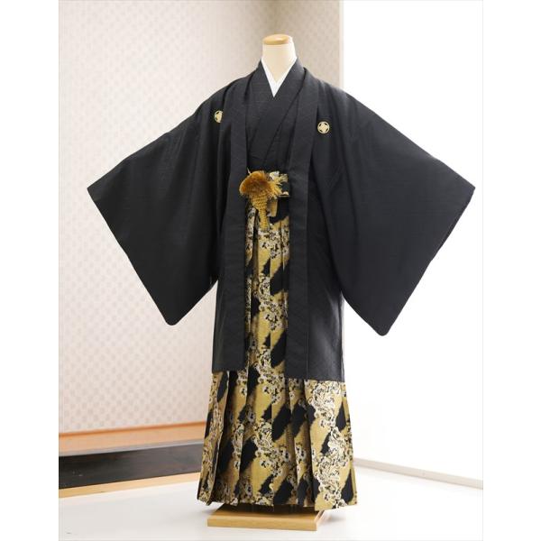 成人式 男 紋付袴 レンタル mo290s フルセット 羽織袴レンタル メンズ 着物レンタル 袴レンタル 男性着物 成人式レンタル 二十歳 １月 貸衣装 和服 hakama 成人式袴 2026 スタイルブラック黒金高級アートモダン【サイズ】...