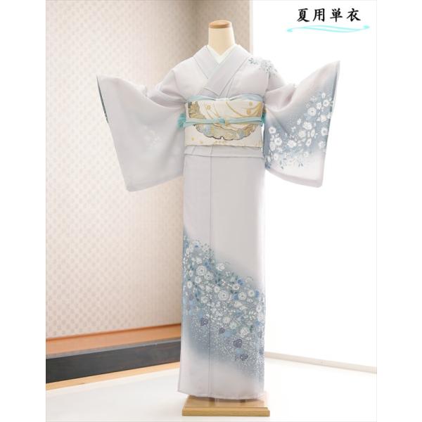 単衣　訪問着レンタル　sh1012　訪問着レンタル　結婚式　訪問着レンタル　夏用　訪問着レンタル　単　訪問着レンタル　お宮参り　訪問着レンタル　６月〜９月　着物レンタル　ママ　母　母親　往復送料無料　淡いグレーに吉祥慶華【サイズ】対応身長…...