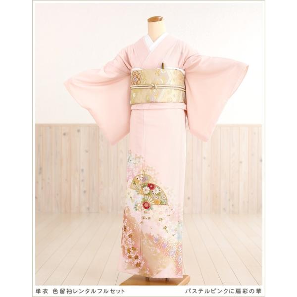 単衣 色留袖レンタル パステルピンクに扇彩の華 sit027【色留袖　フルセット】【レンタル色留袖】華やか/パステル　色留袖/着物レンタル/結婚式/五つ紋/単/貸衣装/式典/親族/人気/留め袖/色留め袖/礼装/2015/★往復送料無料★【オ...
