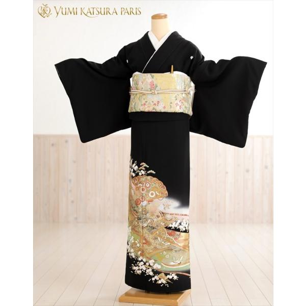 夏用 単衣 桂由美 大きいサイズ留袖レンタル sth717 黒留袖レンタル 「彩ね絵巻」広幅 結婚式 母親 親族 フルセット 留袖 留め袖 着物レンタル 正絹 貸衣装 親族 チャペル 豪華 人気 Yumi Katsura 黒留め袖 tome...