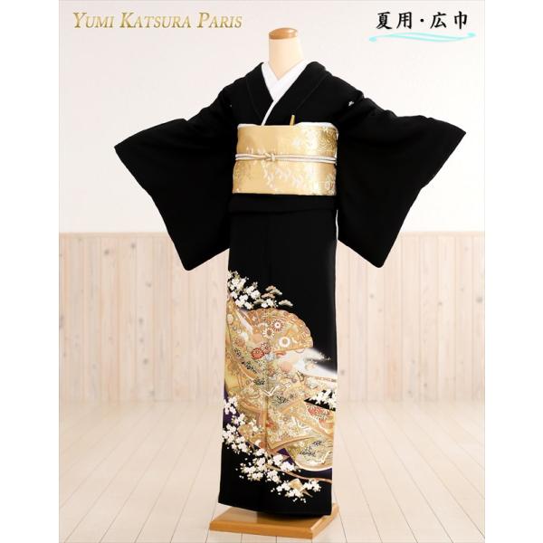 夏用 単衣 桂由美 大きいサイズ留袖レンタル sth770-2 黒留袖レンタル「平安物語」広幅 結婚式 母親 親族 フルセット 正絹 貸衣装 親族 チャペル 豪華 人気 Yumi Katsura  往復送料無料【身長】155cm〜170cm...
