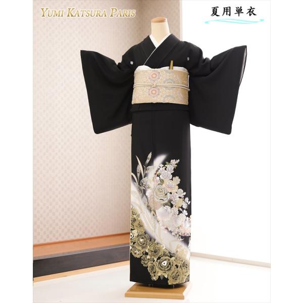 夏用 単衣 桂由美 留袖レンタル sts764 黒留袖レンタル 結婚式 母親 親族 フルセット 留め袖 着物レンタル 正絹 貸衣装 親族 チャペル 豪華 人気 Yumi Katsura 黒留め袖 tomesode 往復送料無料 「バラの女王...