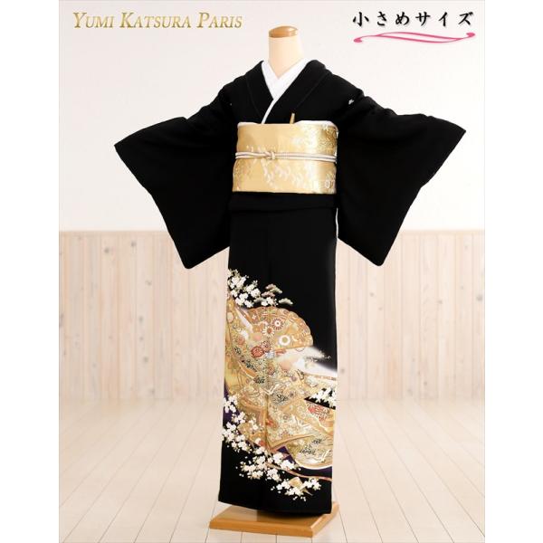桂由美　留袖レンタル　小さめ【黒留袖レンタル】平安物語  ts183s-2【16点フルセット】留袖/留め袖/着物レンタル/結婚式/黒留袖/正絹/貸衣装/母親/姉/妹/桂由美/チャペル/豪華/人気/Yumi Katsura/145cm/150...