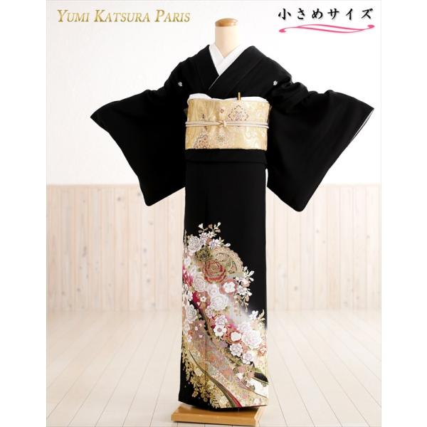 桂由美 留袖レンタル  小さめ Sサイズ 150cm前後 黒留袖 ts230s 留め袖 着物レンタル 結婚式 正絹 貸衣装 母親 姉 チャペル 豪華 人気 Yumi Katsura 往復送料無料「花の訪れ 限定色」【サイズ】身長…145cm...