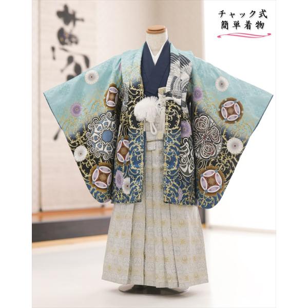 チャックで簡単ワンタッチ着付け ５歳 男の子 羽織袴 七五三 着物レンタル zd4010「和がまま」ブランド ピュアグリーン祝い飛翔鷹【サイズ】身長…110cm前後（105cm〜112cm位）【素　材】表地：上質ポリエステル/裏地：ポリエス...