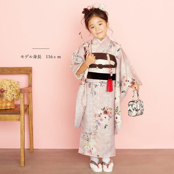 空き状況は「すべて見る」を押してチェック！商品名:七五三 着物 5歳(五才) 女の子 レンタル 四つ身 フルセット 小さめ7歳 いちは パール アネモネ リボン くすみ ピンク 金糸 ジャガード ブラウン 0472 おしゃれ トレンド おそ...