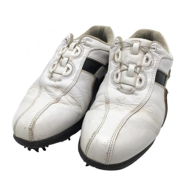 ブランド：FootJoyアイテム：ゴルフシューズ表記サイズ：24.0実寸サイズ：　アウトソール全長：約26cm　アウトソール最大幅：約9.5cm特徴・仕様：付属品：商品ランク：B+コメント：汚れ、シワ、スパイク欠け