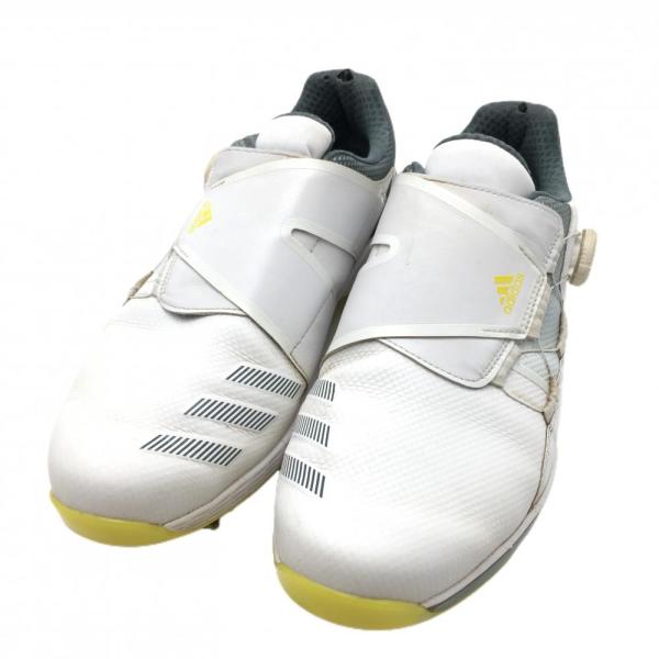 ブランド：adidasアイテム：ゴルフシューズ表記サイズ：26.0実寸サイズ：　アウトソール全長：約29cm　アウトソール最大幅：約11.5cm特徴・仕様：適応時期：商品ランク：B+コメント：履き口破れ、汚れ、スパイク欠け