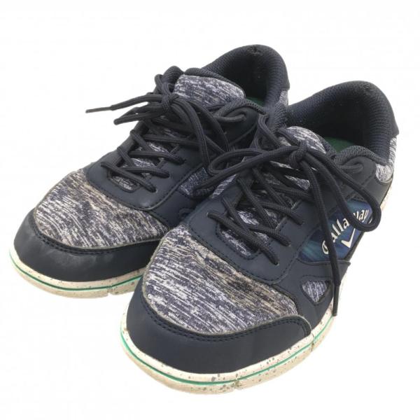 ブランド：Callawayアイテム：ゴルフシューズ表記サイズ：23.0実寸サイズ：　アウトソール全長：約26cm　アウトソール最大幅：約10cm特徴・仕様：適応時期：商品ランク：B+コメント：汚れ、かかと内側擦れ、ソール浮き少