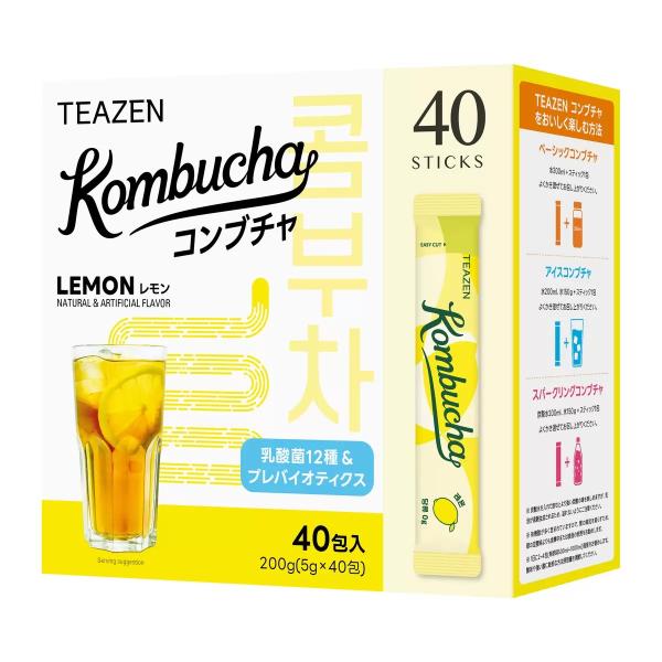 [ 商品名 ]  TEAZEN コンブチャ 40包 コストコ[ 容量 ] 　 40包Teazen コンブチャの中でも人気フレーバーであるレモン味です12種類の乳酸菌含有の粉末清涼飲料（プロバイオティクスとプレバイオティクス）砂糖0かつ低カロ...