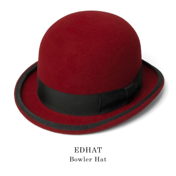 ■ブランド EDHAT（エドハット）  ■商品名 ウールフェルト ボーラーハット (ダービーハット/コークハット)  ■カラー レッド  ■サイズ(調節可能) フリーサイズ(約56cm〜58cm)  ■素材 ウールフェルト（羊毛100％） ...