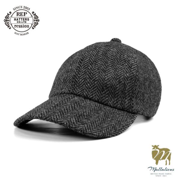 ■ブランドREPRESSION HATTERS (リプレッションハッターズ)■商品名MALLALIEUS マラリウス ウール ツイード レザーストラップバック ローキャップ ブラック ヘリンボーン■カラーブラック ヘリンボーン■サイズ(調節...