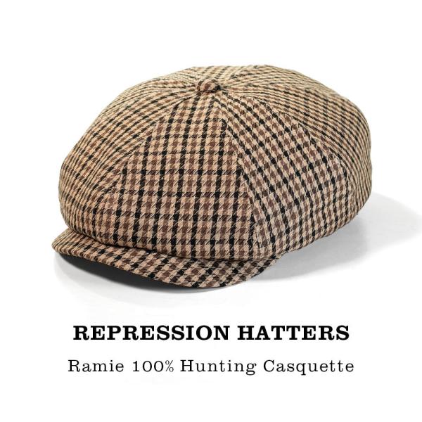 ■サイズ / 仕様・ブランド名：REPRESSION HATTERS・商品名：ラミー100% 千鳥格子 ハンチングキャスケット 日本製・カラー：ベージュ・サイズ：M / L / LL・実寸：M（約55〜57cm） / L（約57〜59cm）...