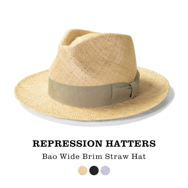 ■サイズ / 仕様ブランド名：REPRESSION HATTERS商品名：バオ ティアドロップクラウン ワイドブリム ストローハット 中折れハットカラー：ナチュラル ／ ブラック ／ ライトグレーサイズ：M（55〜57cm） / L（57〜...