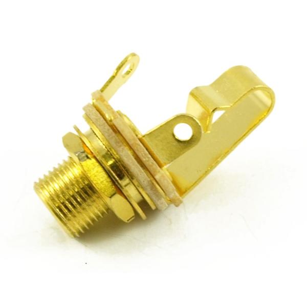 信頼性、耐久性 抜群 の モノジャック。ネジ切り部が9mm程度でSGなど木部に直接取り付けするタイプです。「SWITCH CRAFT L11 MONO PHONE JACK」と同等品です。ゴールドメッキ。
