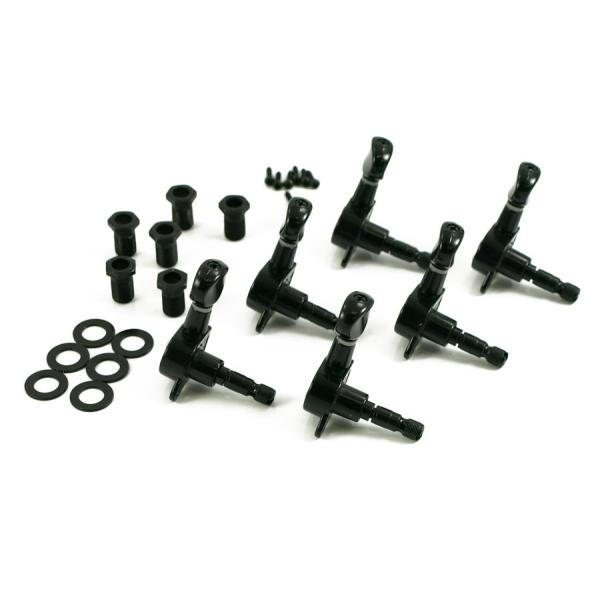 弦のチューニングテンションを利用してロックする構造のロック式ペグです。ギア比: 14：1 必要ペグ取付穴径: 25/64インチ（10mm）ストリングポスト高さ： 1 1/10 インチ（28mm）ストリングポスト直径： 15/16 インチ（6...