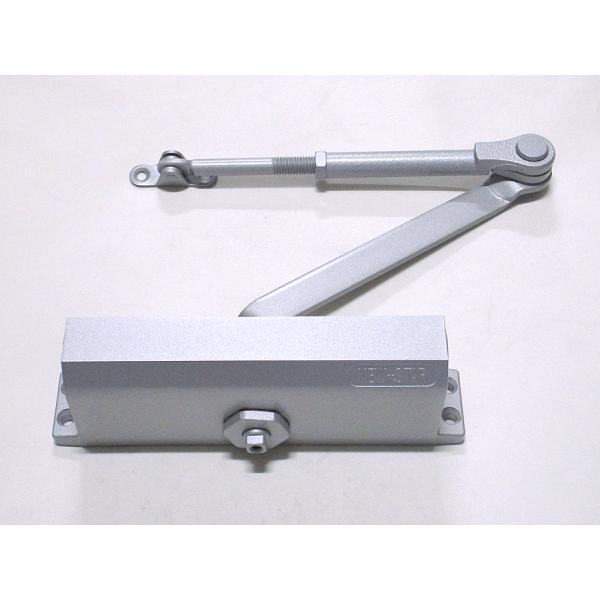 日本ドアチェック社製(ニュースター)ドアチェック、ドアクローザー。シルバー色、スタンダード(正規)取付け(ドアを押す方の反対側にドアクローザーが付くタイプ)、ストップ付、3番タイプ(オフィス、事務所などの鋼製ドア用)。左右勝手兼用タイプにな...