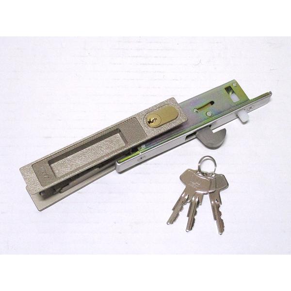 サッシメーカー 不二サッシ形式 戸先内外締り カマ内部操作 スライド式 フロントサイズ L140(154)×W25(15)ビスピッチ 化粧座105ミリ、ケース95ミリドア厚25ミリ