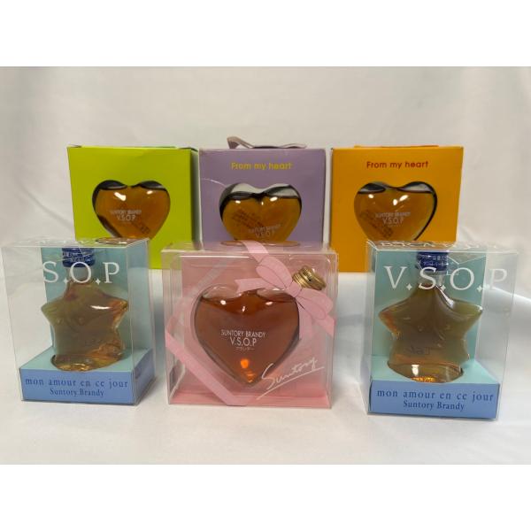 SUNTORY ブランデー VSOP ミニボトル 各40％ 古酒 6本セット★星型ボトル 30ml 2本★ハート型ボトル 50ml 4本 ○未開栓、古酒、一般消費者から買取させていただいた2次流通品です。○ラベルにキズや汚れなどがあります。...