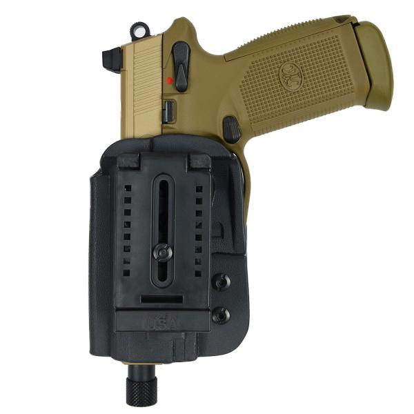 ●様々なハンドガンで共用が可能な両利き用ホルスター●こちらはサイズ2で、H&amp;K VP9やXDM、Ruger SR9などのスライド幅のモデルに最適な設計。銃口側は開放されたオープンエンドボディとなっており、ロングバレルや様々な長さの銃...