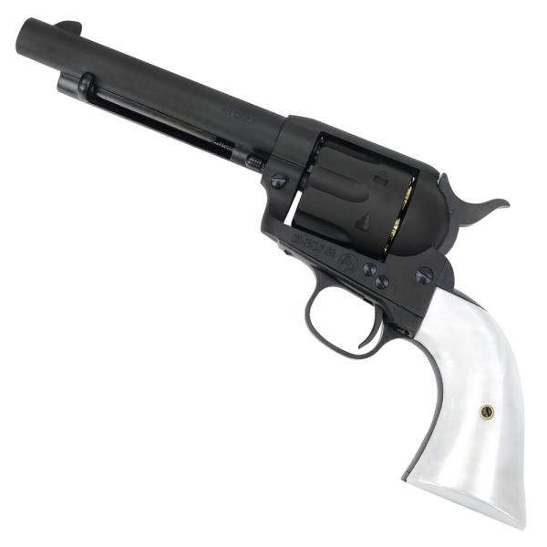 ●パール調が華やぐ。重厚HWが引き締める。●リアルな外観で独自のバリエーションのトイガンを製造する国内メーカー「マルシン」製のガスガン、「コルト シングルアクションアーミー45 1st 後期型 アーティラリー」。●ガスガンの詳細 サイズ:約...