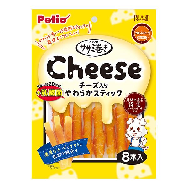【同梱可】やわらか食いつき抜群スティックで最後までおいしい！濃厚なチーズとササミの抜群な組合せ！乳酸菌配合でお腹の健康維持。