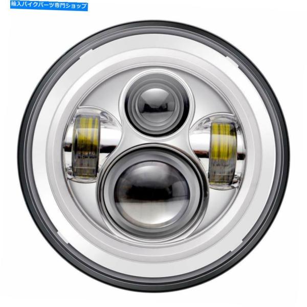 ヘッドライト Harley-DavidsonのためのHaloMaker HID HI / LEDヘッドライトHid Hid 7'' Chrome Round Projector Halomaker HID Hi/Lo LED Headlig...