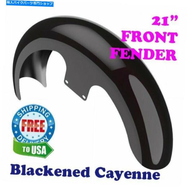 Front Fender Blacked Cayenne 21 "86-20ハーレーツーリングのためのラッパーハガフロントフェンダー Blackened Cayenne 21" Wrapper Hugger Front Fender For...