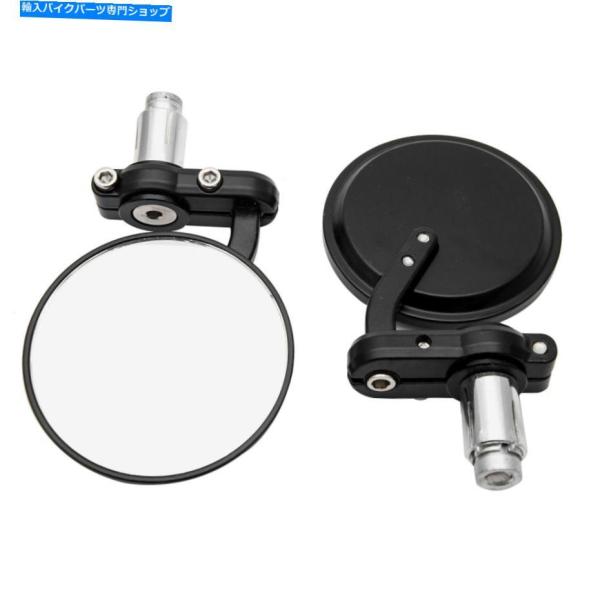 Mirror オートバイのバイクサイドミラーブラックウィングラウンドリアビュー7/8インチの安全性新しい Motorcycle Motorbike Side Mirror Black Wing Round Rear View 7/8Inch...