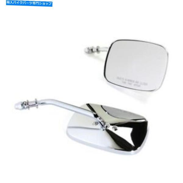 Mirror クラムOEスタイルの短方短いステムミラーをドラッグします。 Drag Chrome OE Style Rectangle Short Stem Mirrors Repl OE for Harley PR