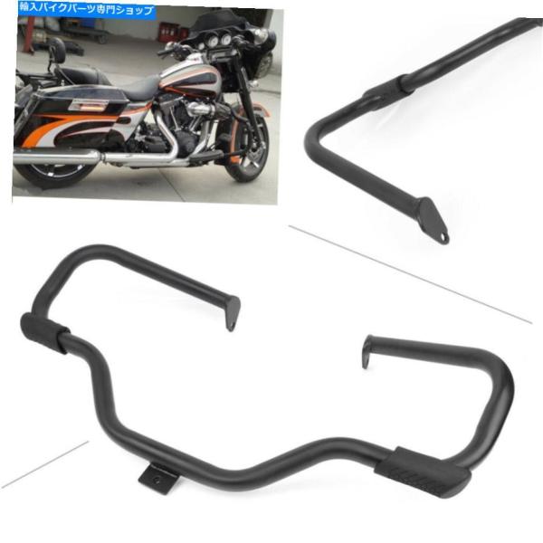Engine Guard エンジンガードクラッシュバーブラックハイウェイレールフィットハーレーツーリングロードキング1997-2008 Engine Guard Crash Bar Black Highway Rail Fit Harley...