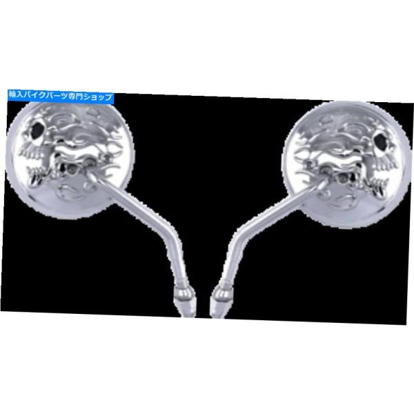 Mirror ドラッグスペシャリ0640-1419ミラーCHR FLAME SKL 4.5 " DRAG SPECIALTIES 0640-1419 MIRROR CHR FLAME SKL 4.5"